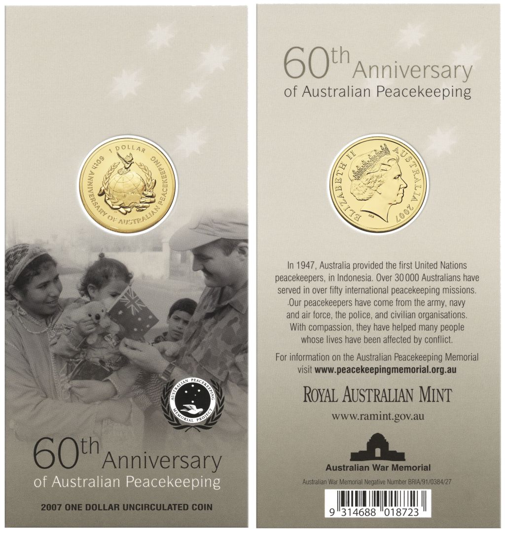 2007 $1 Coin 60th Anniversary of Australian Peacekeeping | Hunter Coins